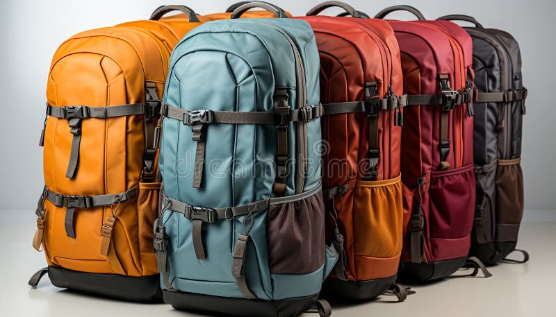 A Colorful Backpack Collection Waiting for a Successful Adventure ...