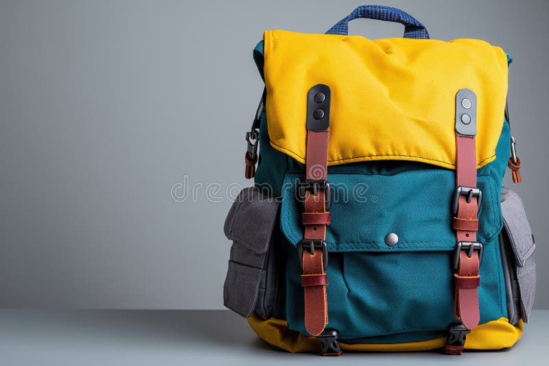 Colorful Backpack on Gray Background. School Backpack, Travel Trip ...