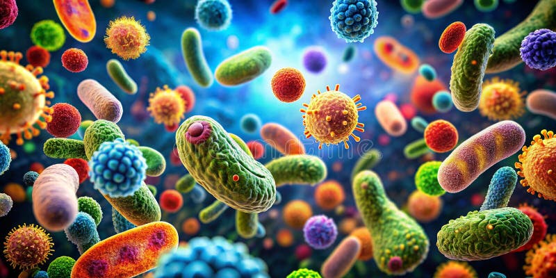 Colorful Bacteria and Infections Close Up Under a Microscope Generative ...