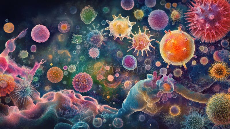 Array of Colorful Bacteria and Microbes Showcasing Diverse Shapes and ...