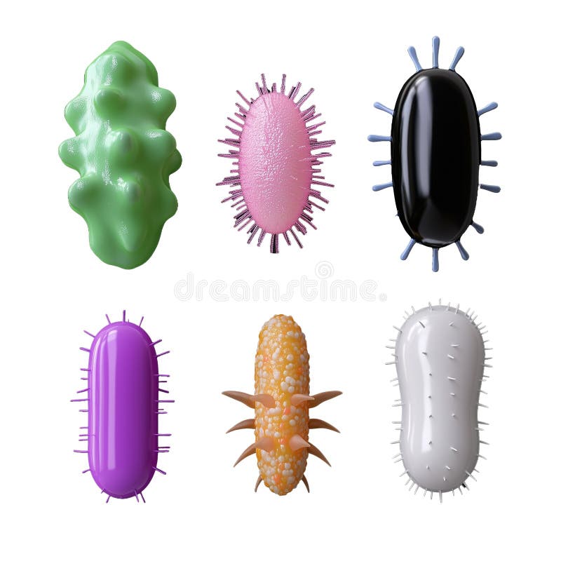 Colorful Bacteria and Microorganisms Collection on Transparent ...