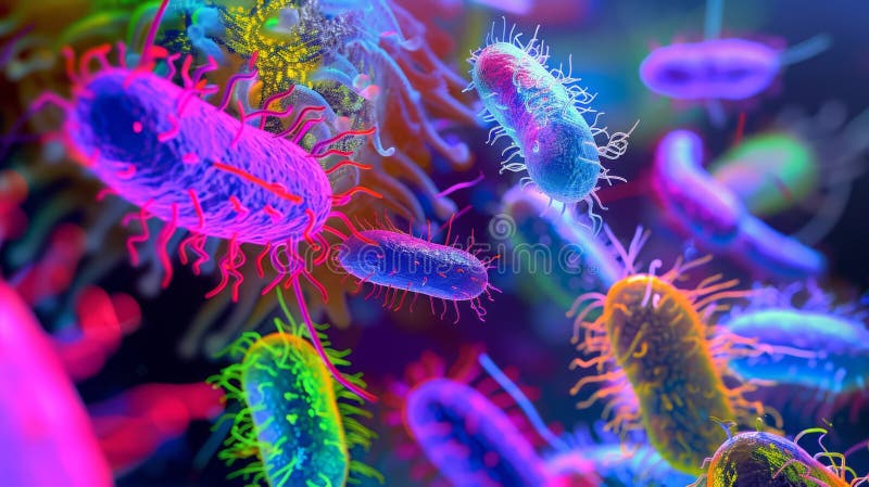 Colorful Bacteria Under a Microscope Stock Photo - Image of laboratory ...