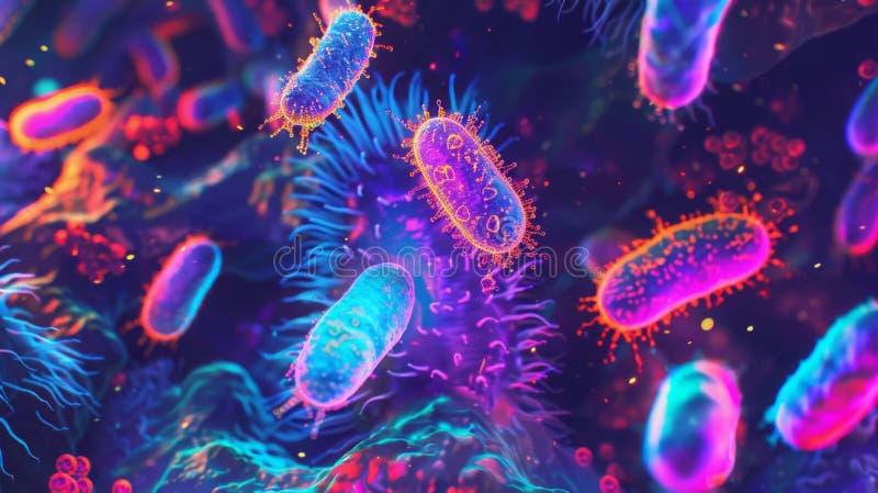 Colorful Bacteria Under Microscope View Stock Image - Image of ...