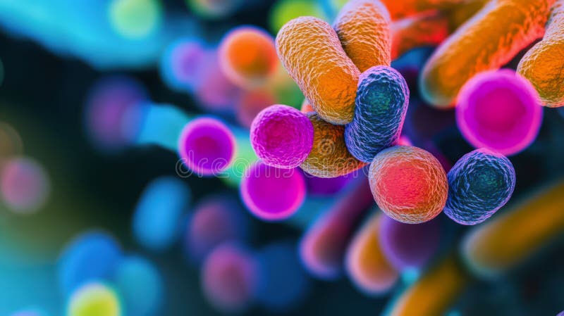 Colorful Bacteria Under Microscopic View in a Laboratory Setting Stock ...