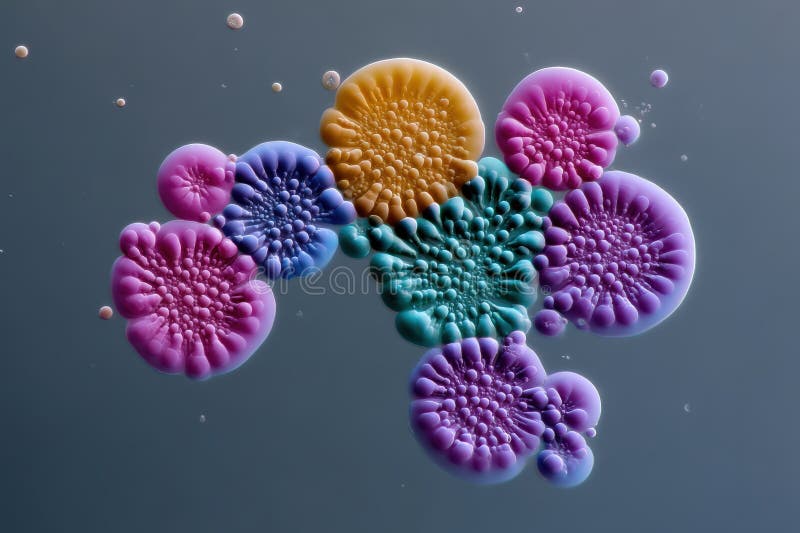 Colorful Bacterial Colonies Forming Unique Shapes Under Microscope ...