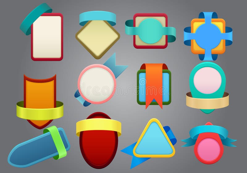 Colorful Badges on Gray Background Stock Illustration - Illustration of ...