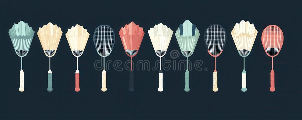 Colorful Badminton Rackets and Shuttlecocks in Illustration Stock Photo ...