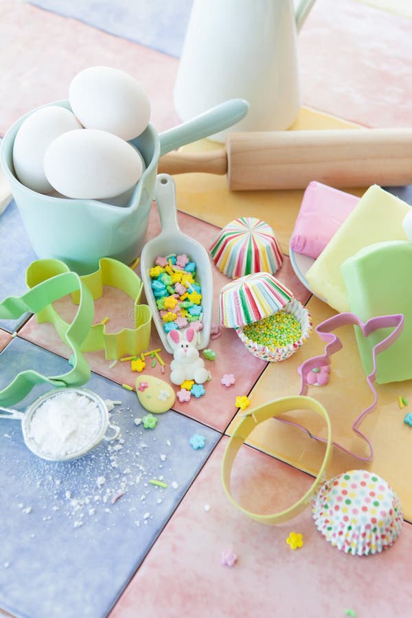 Colorful Baking Ingredients Stock Photo - Image of cookie, pink: 109482574