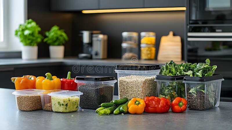A Colorful and Balanced Kitchen Setup Featuring Fresh Vegetables ...