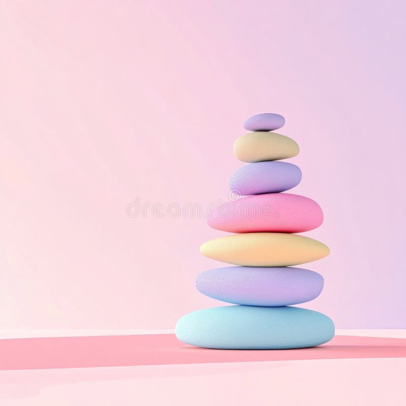 Colorful Balanced Stack of Stones on a Pastel Background Symbolizing ...