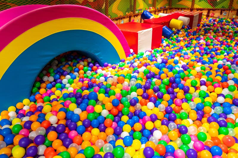 A Colorful Ball Pit with a Rainbow-shaped Soft Structure in a Vibrant ...