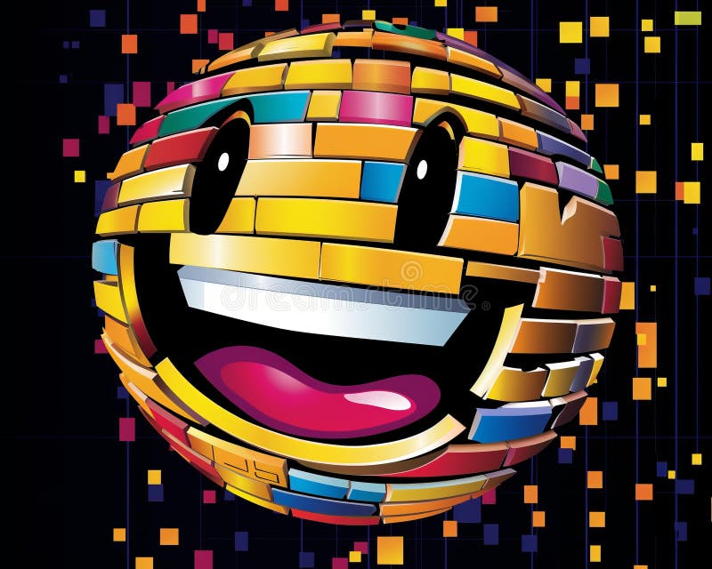 A Colorful Ball with a Smiley Face on it Stock Illustration ...