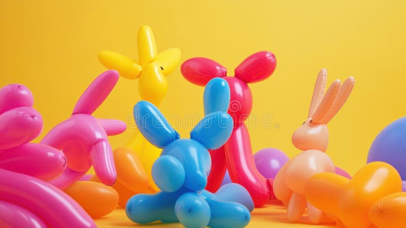 Colorful Balloon Animals, a Playful Display of Twisted Rubber Stock ...