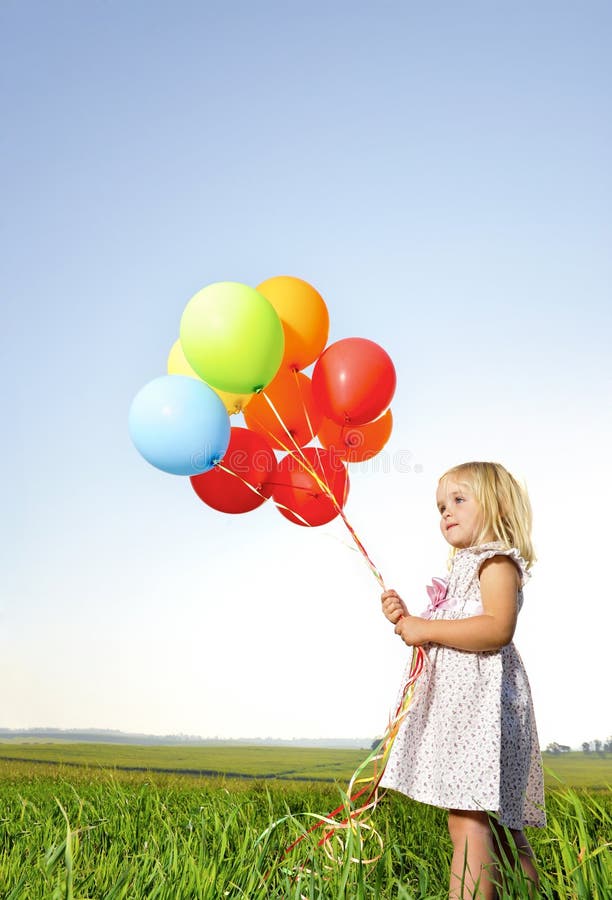 Colorful balloon girl stock image. Image of leisure, helium - 15141847