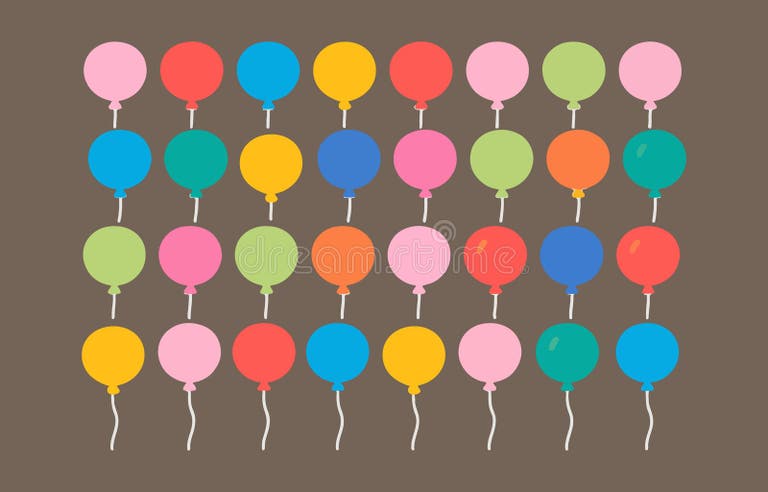 Colorful Balloon Pattern on a Dark Background Repeating Pattern Various ...