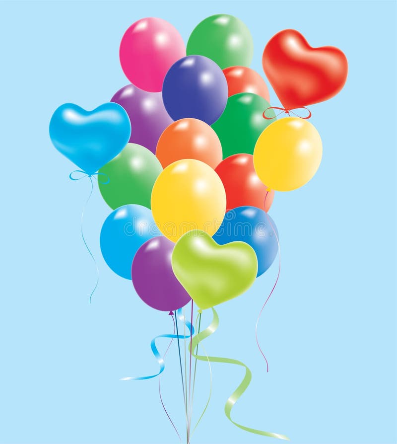 Colorful Heart Shaped Balloons Stock Vector - Illustration of classical ...