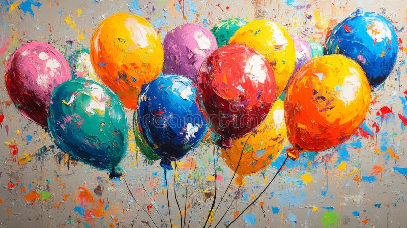 Colorful Balloons Abstract Painting Stock Illustration - Illustration ...