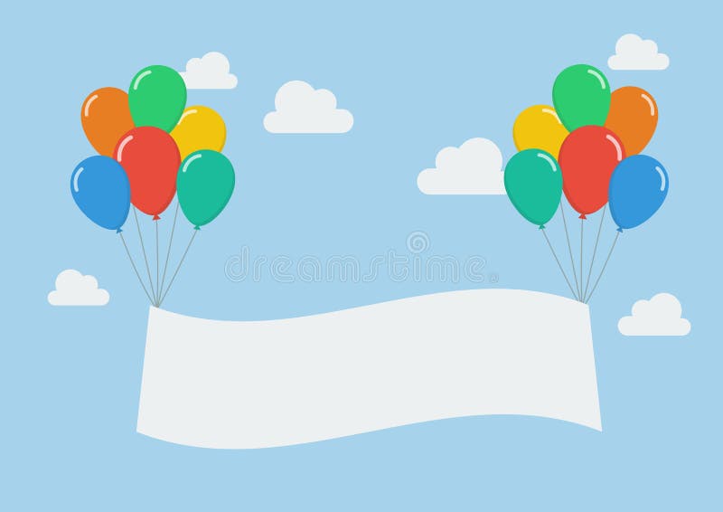 Colorful Balloons with Banner Stock Vector - Illustration of inflatable ...