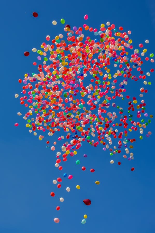 Colorful Balloons in the Blue Spring Sky Stock Photo - Image of round ...