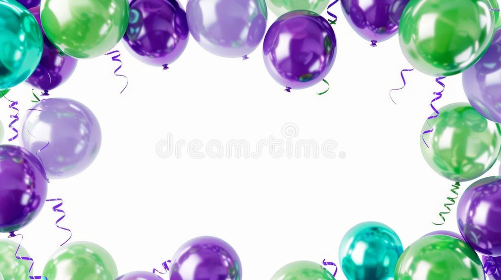 Colorful Balloons Border Frame with White Background Stock Illustration ...