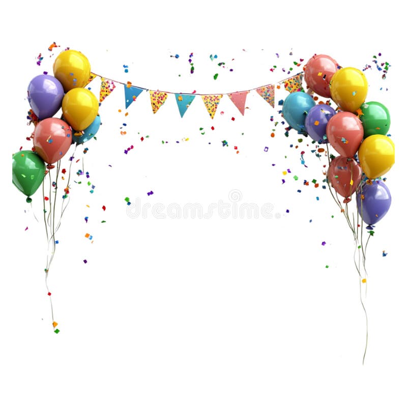 Balloons And Confetti Border