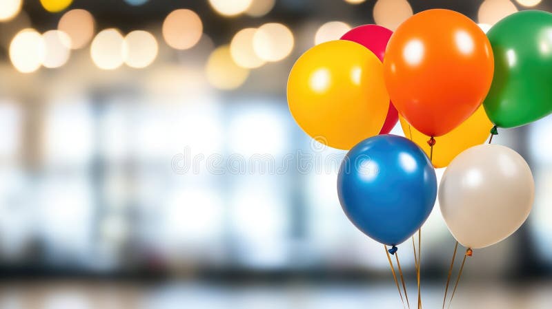 Colorful Balloons in Celebration with Blurred Light Background Stock ...