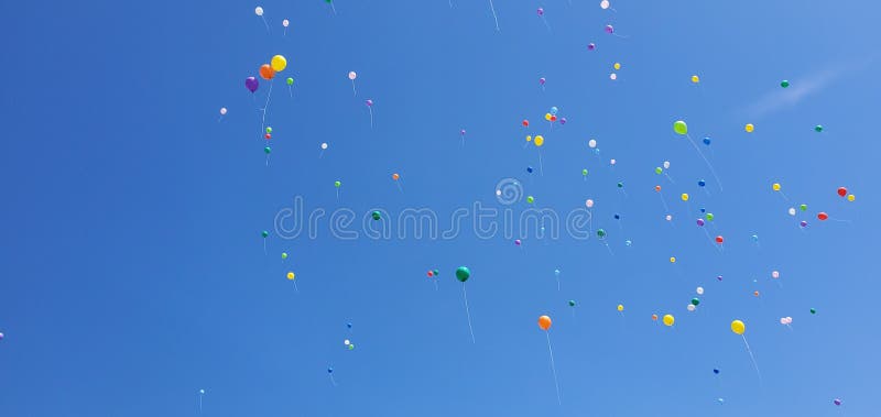 Colorful Balloons in a Clear Blue Sky Stock Image - Image of balloon ...