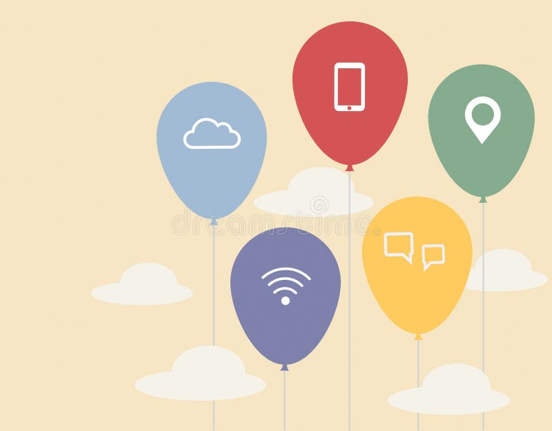 Colorful Balloons with Communication Icon Stock Vector - Illustration ...