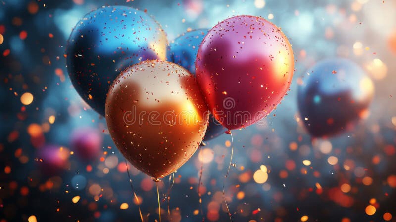 Colorful Balloons with Confetti Create Festive Celebration Scene Stock ...