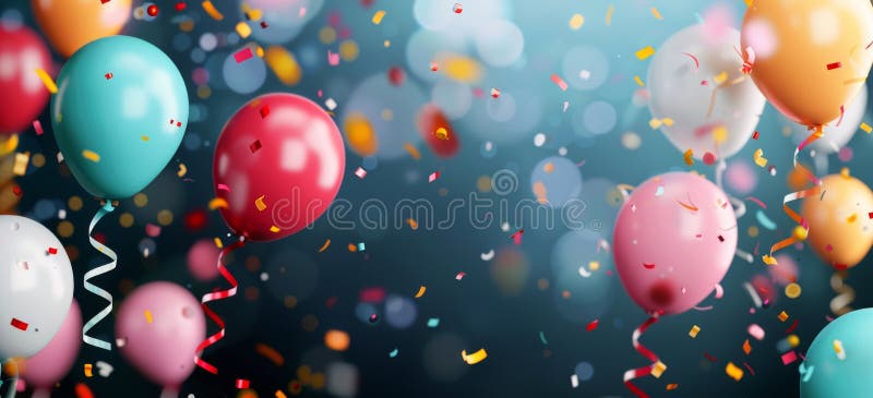 Colorful Balloons and Confetti Stock Image - Image of occasion, orange ...