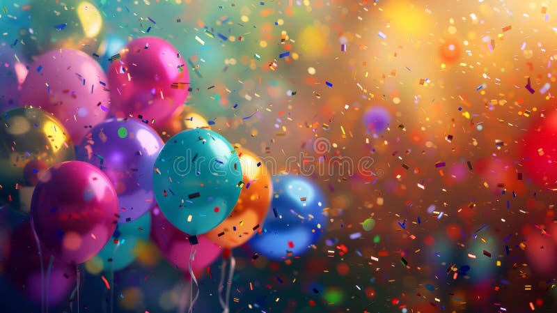 Colorful Balloons and Confetti at a Party Celebration Stock Photo ...