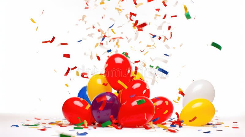 Colorful Balloons and Falling Confetti for Celebration and Success ...