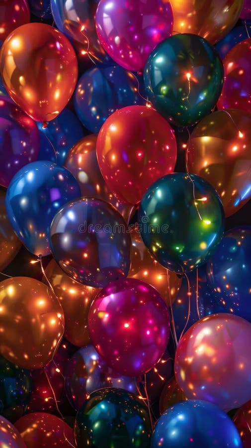 Colorful Balloons with Festive Lights, Vibrant Celebration Concept ...