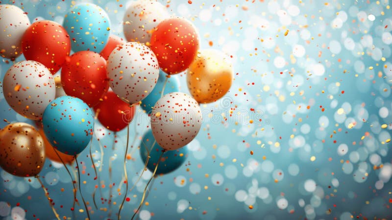 Colorful Balloons Float in the Air Stock Photo - Image of supplies ...