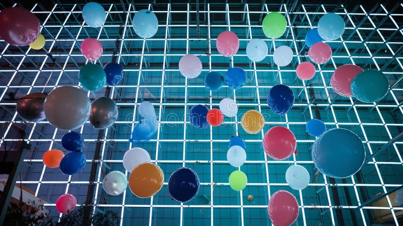 Colorful Balloons Floating Grid Pattern Light Good Resolution Stock ...