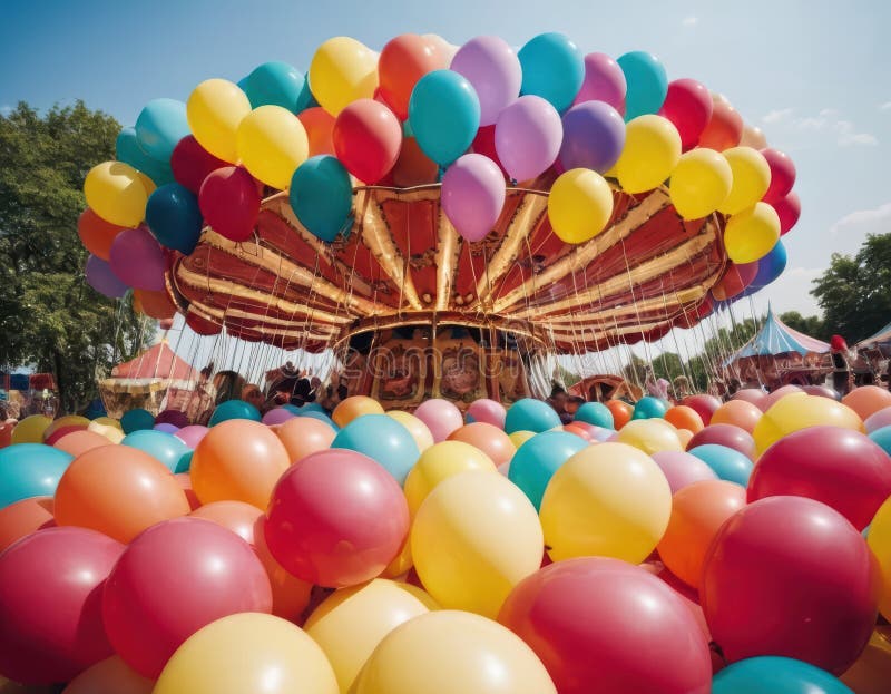 Colorful Balloons at a Fun Fair Stock Illustration - Illustration of ...