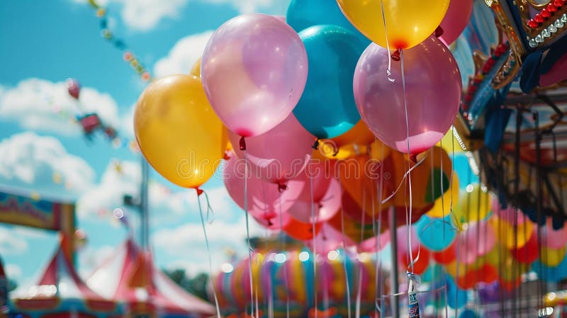 Colorful Balloons at a Funfair Event Stock Illustration - Illustration ...