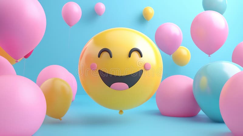 Colorful Balloons and Happy Smiley Face Stock Photo - Image of event ...