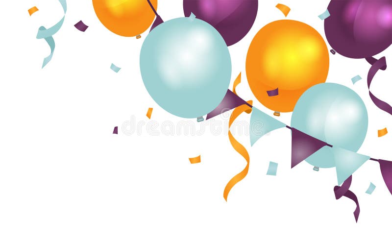 Colorful Balloons Illustration for Right Corner Design Elements Stock ...