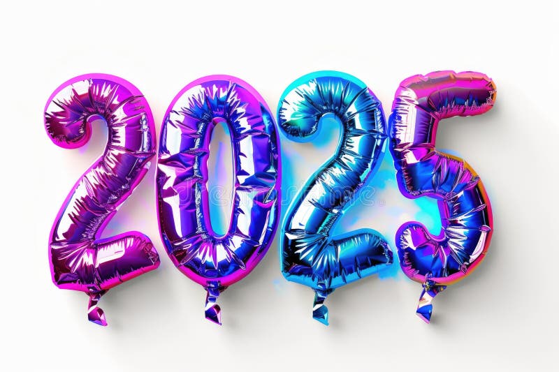 Colorful 2025 Balloons for New Year Celebration Stock Illustration ...