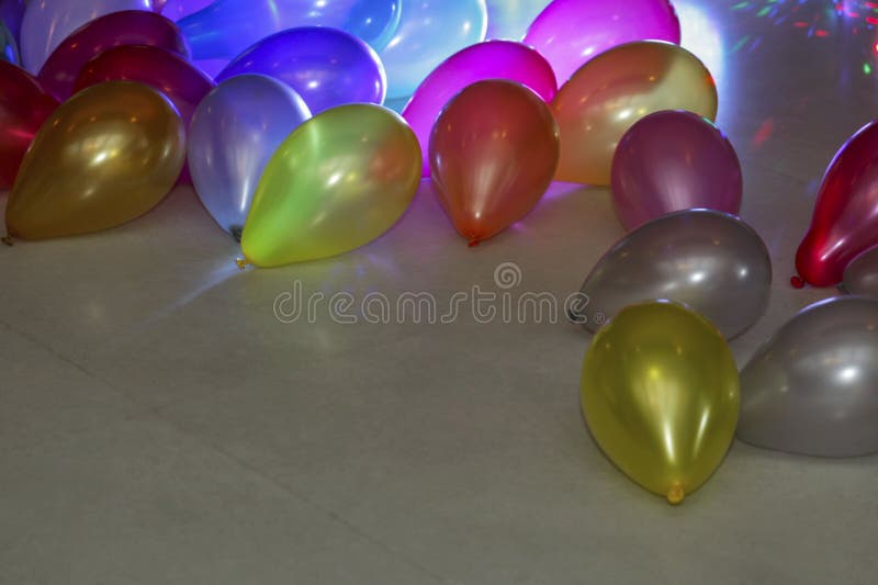 Colorful Balloons Scattered on the Floor. Holidays and Celebrations ...
