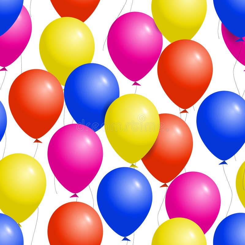 Colorful Balloons Seamless Party Pattern Stock Vector - Illustration of ...