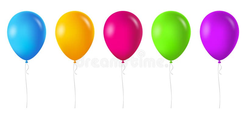 Colorful Balloons Set. Realistic Vector Stock Vector - Illustration of ...