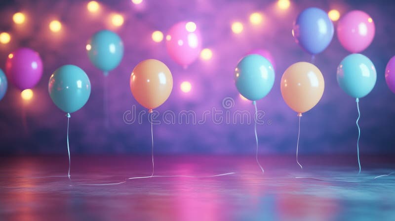 Colorful Balloons with Soft Lighting Create Festive Atmosphere for ...