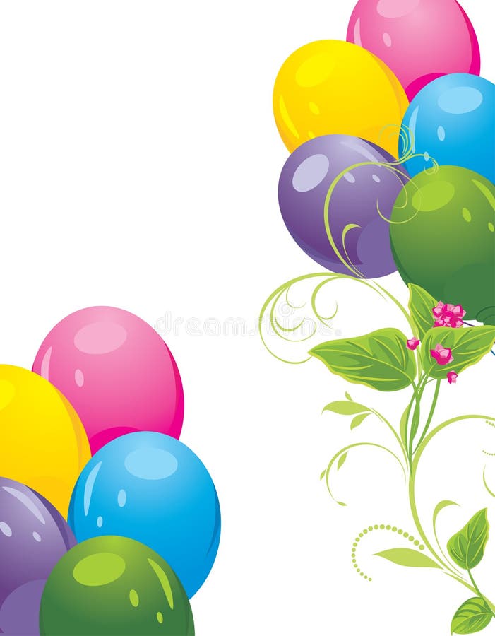 Colorful Balloons and Spring Flowers Stock Vector - Illustration of ...