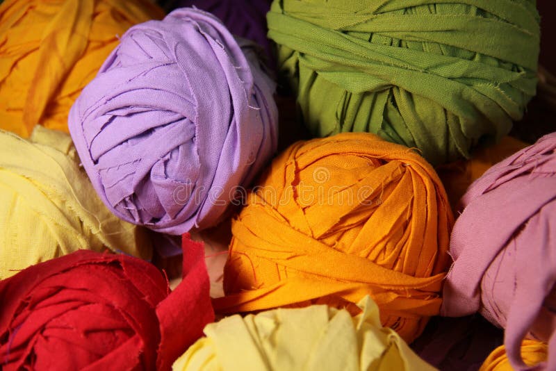 Colorful Balls with Cut Rags for Rag Rug Weaving Stock Image - Image of ...