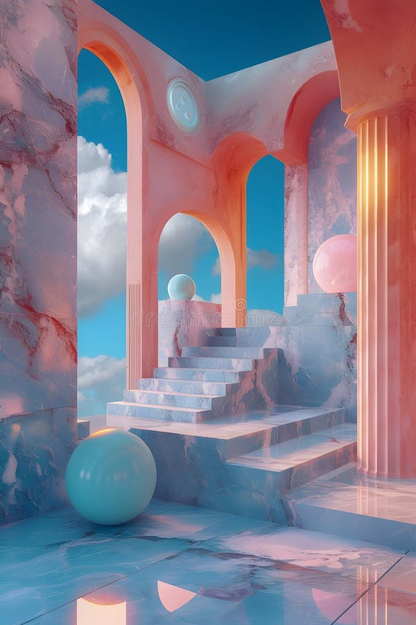 Colorful Balls of Different Sizes Lie in a Surreal Room Stock ...