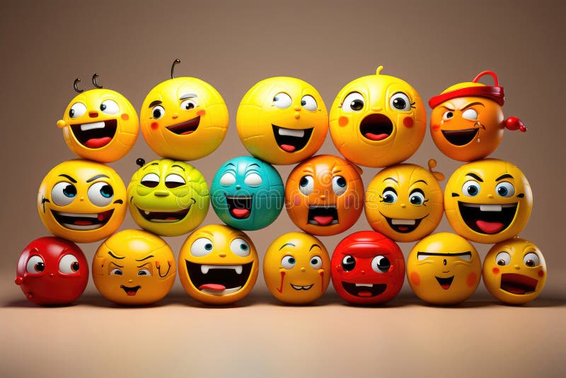 Colorful Balls with Different Smiles Emoticons Stock Illustration ...