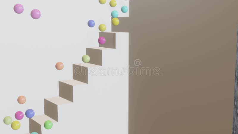 Colorful Balls Fall Down Stair Stock Footage - Video of satisfied ...