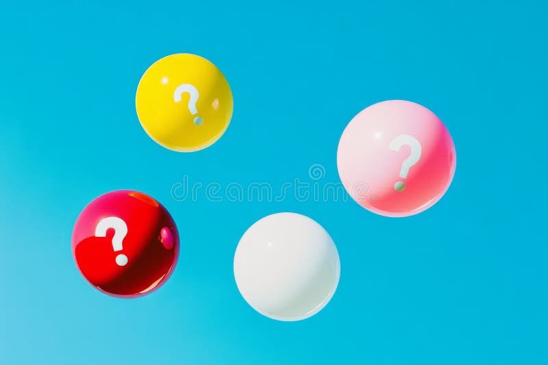 Colorful Balls Float Against a Bright Blue Background. Each Ball is ...